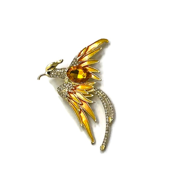 Jewelry | Yellow And Orange Phoenix Bird Brooch | Poshmark